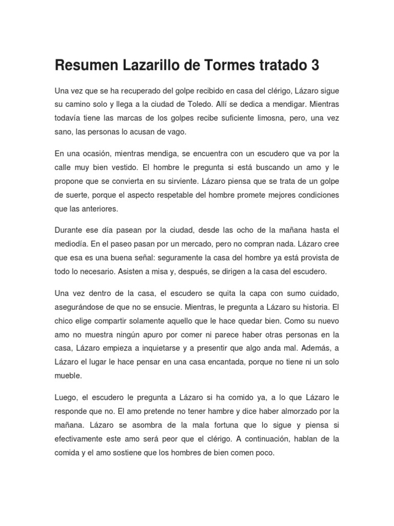 Resumen Lazarillo de Tormes | PDF