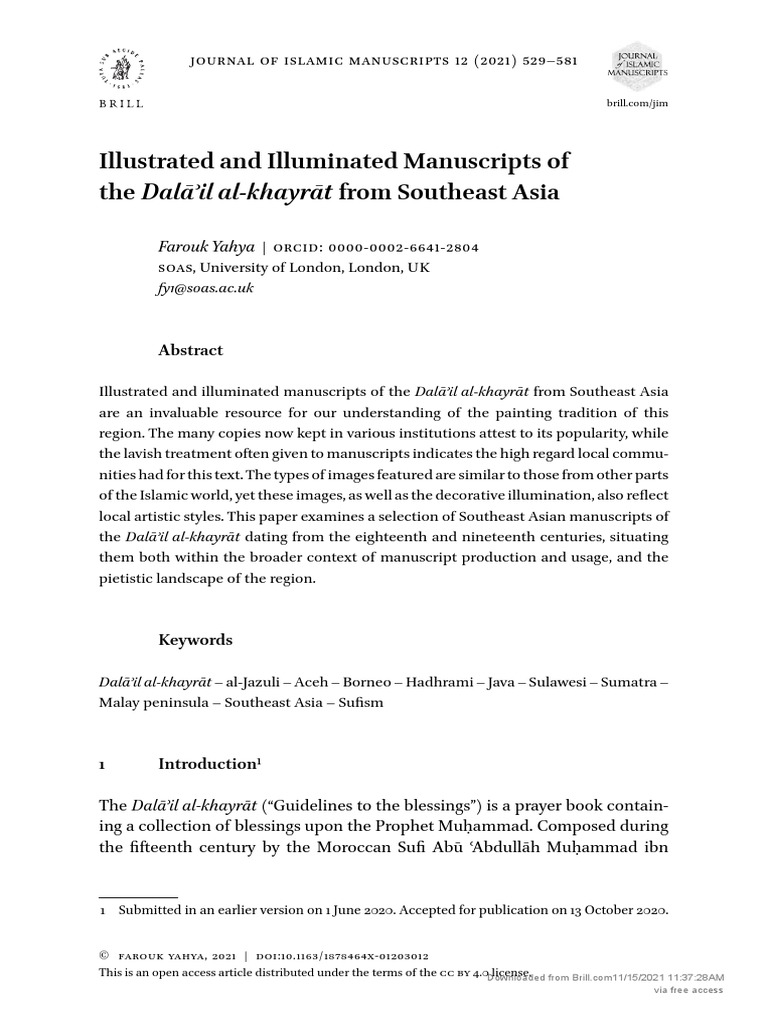 Illustrated - and - Illuminated - Manuscripts - of - The - The Dalā Il Al-Khayrāt From Southeast ...