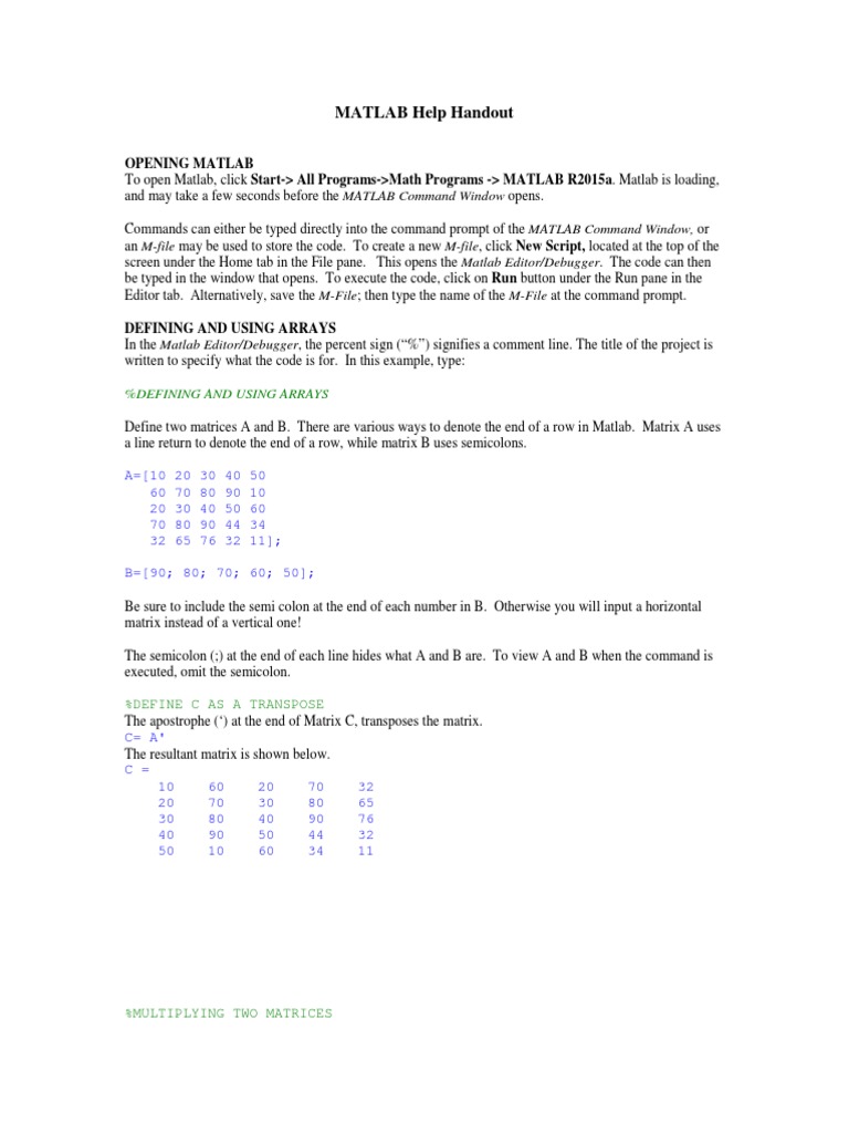 Matlab Commands And Operations Pdf Matlab Computing 8395
