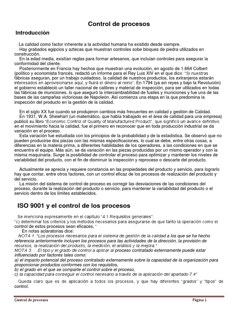 Evolución y Métodos del Control de Procesos | PDF | Six Sigma