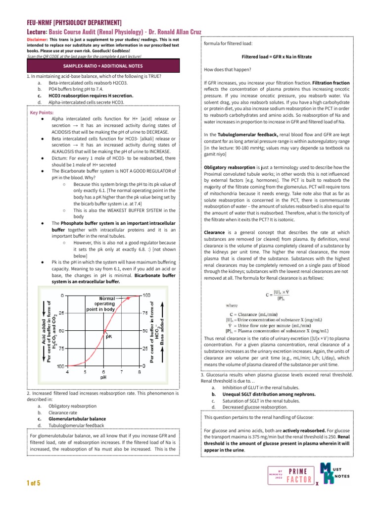 BCA RENAL PHYSIO Trans Samplex Merged | PDF | Kidney | Animal Anatomy