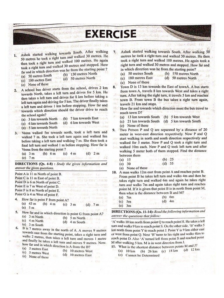 Direction and Distance | PDF