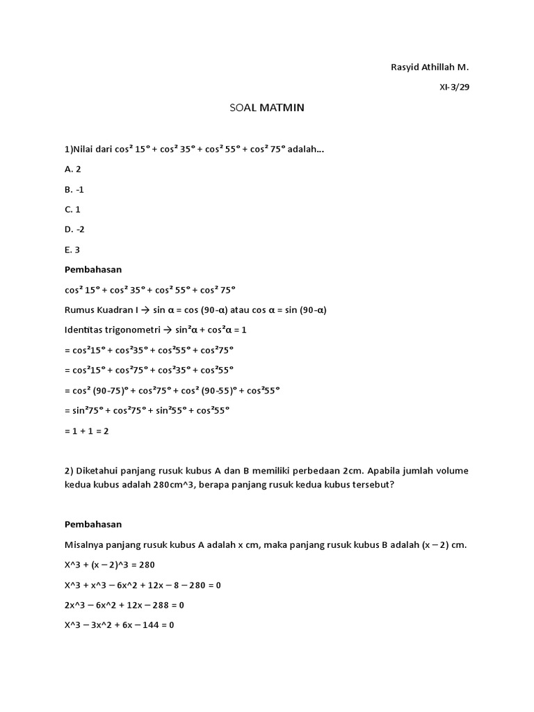 Tugas Soal Matmin Rasyid | PDF