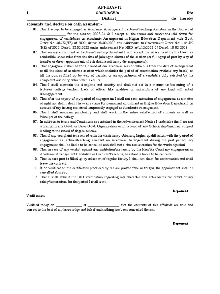 Affidavit From 1st Class Magistrate For AA | PDF | Justice | Crime ...