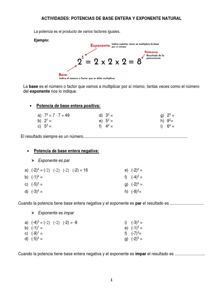 Potencias de Base Entero | PDF | Exponenciación | Multiplicación