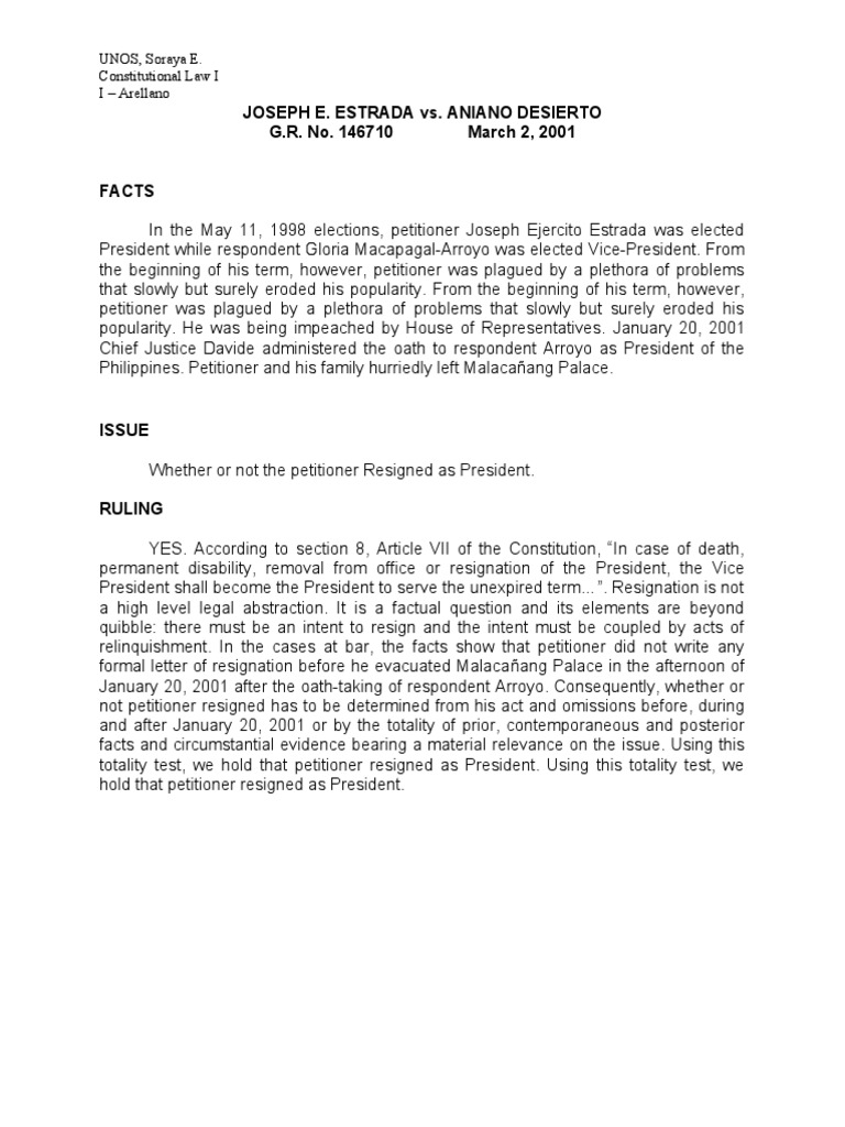 Joseph E. Estrada vs. Aniano Desierto | PDF