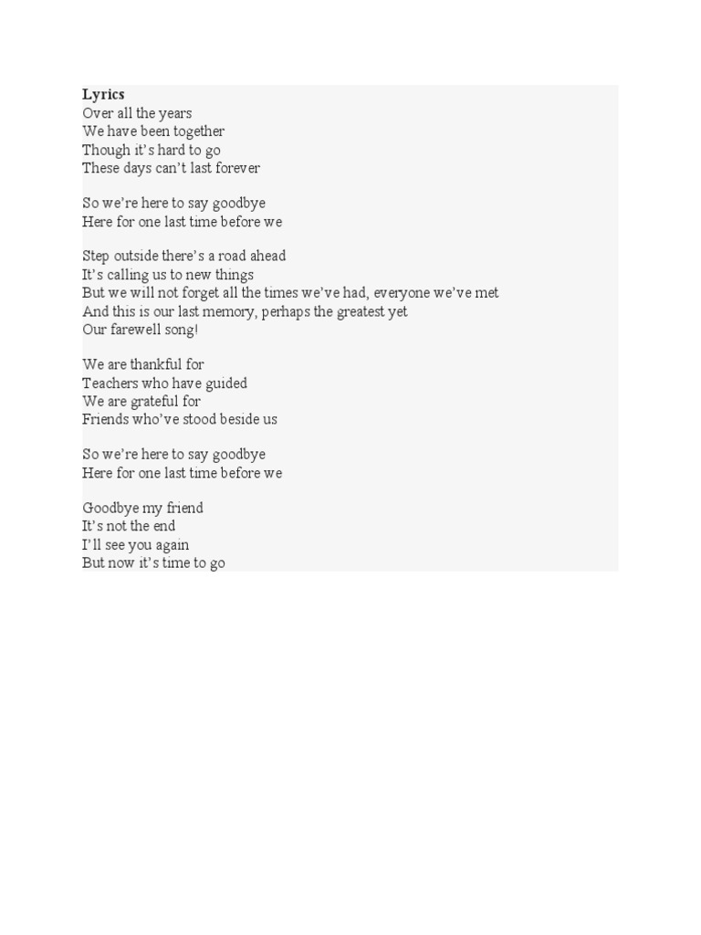 Our Farewell Song Lyrics | PDF