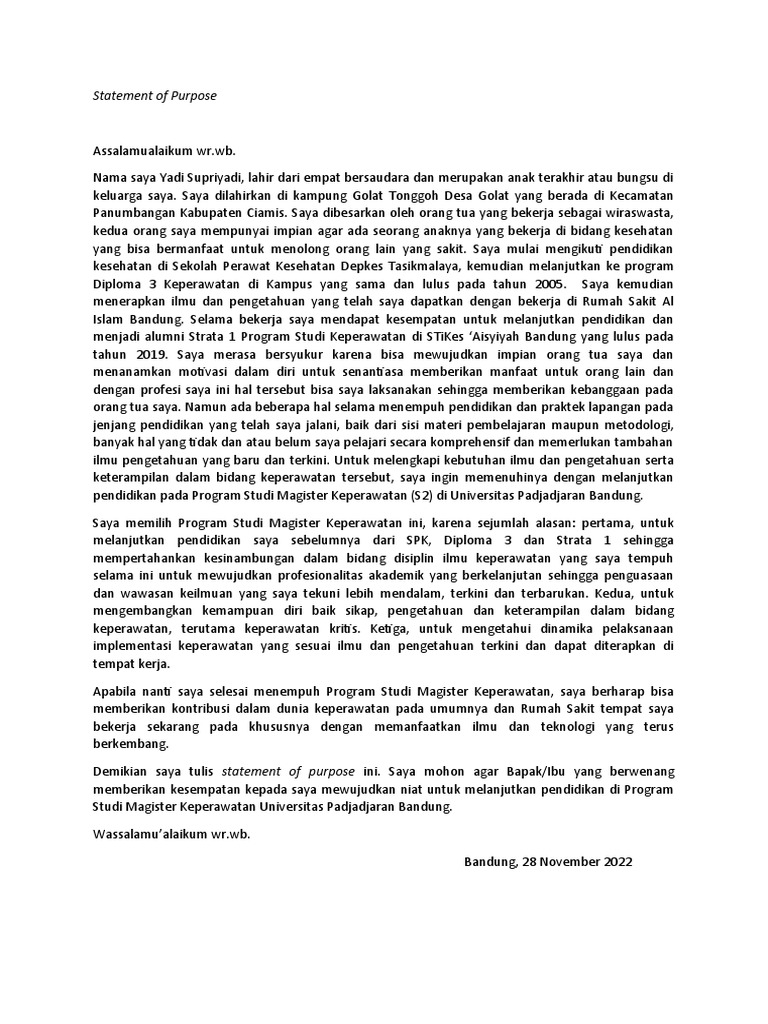 Statement of Purpose | PDF