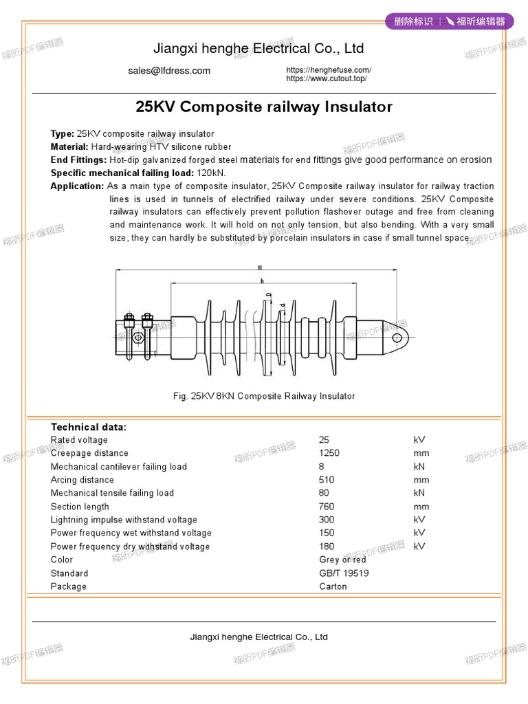 25KV Composite Railway Insulator Specs | PDF