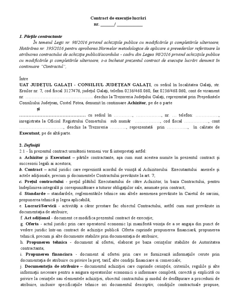 Model Contract Executie Lucrari | PDF