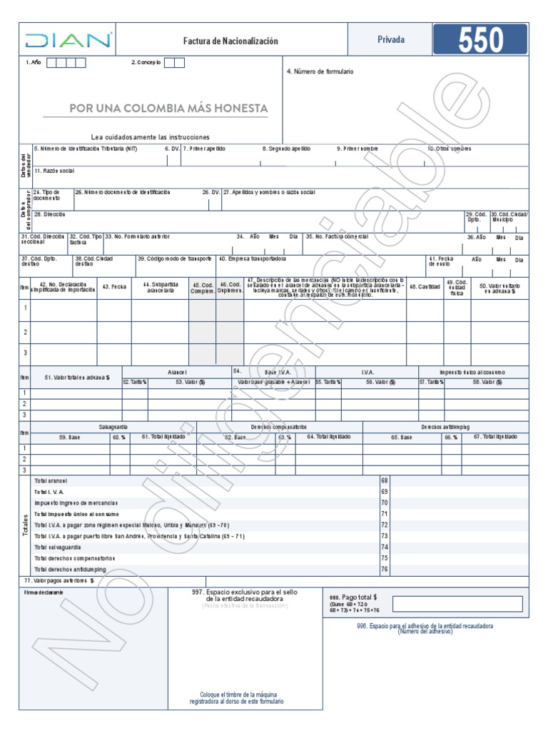Formulario 550 2021 | PDF | Arancel | aduana