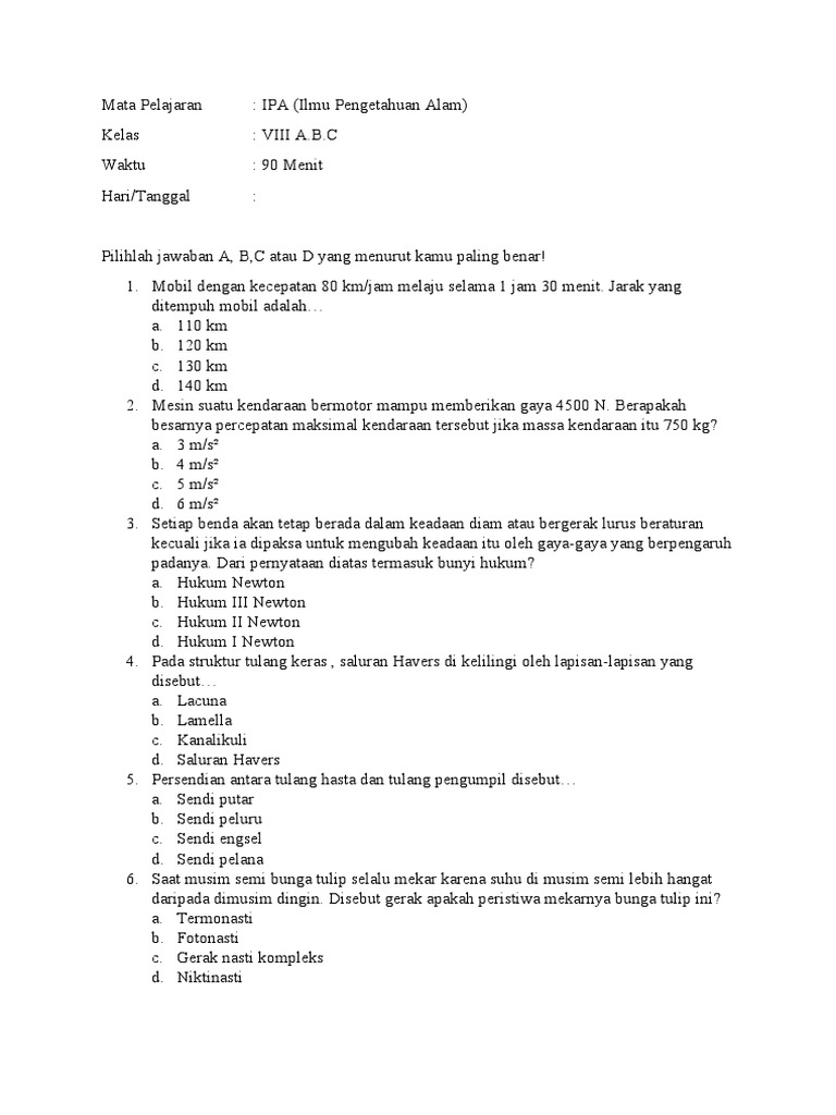 Soal Ipa Kelas VIII | PDF
