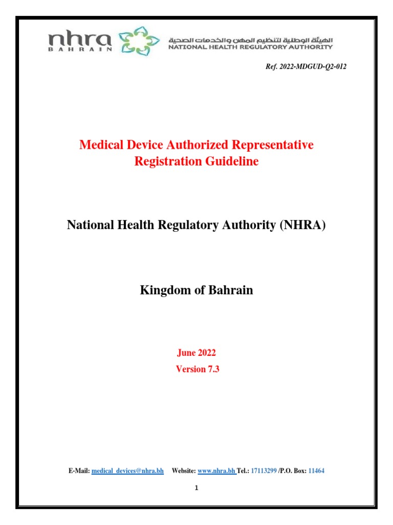 Medical Device Authorized Representative Registration Guideline | PDF
