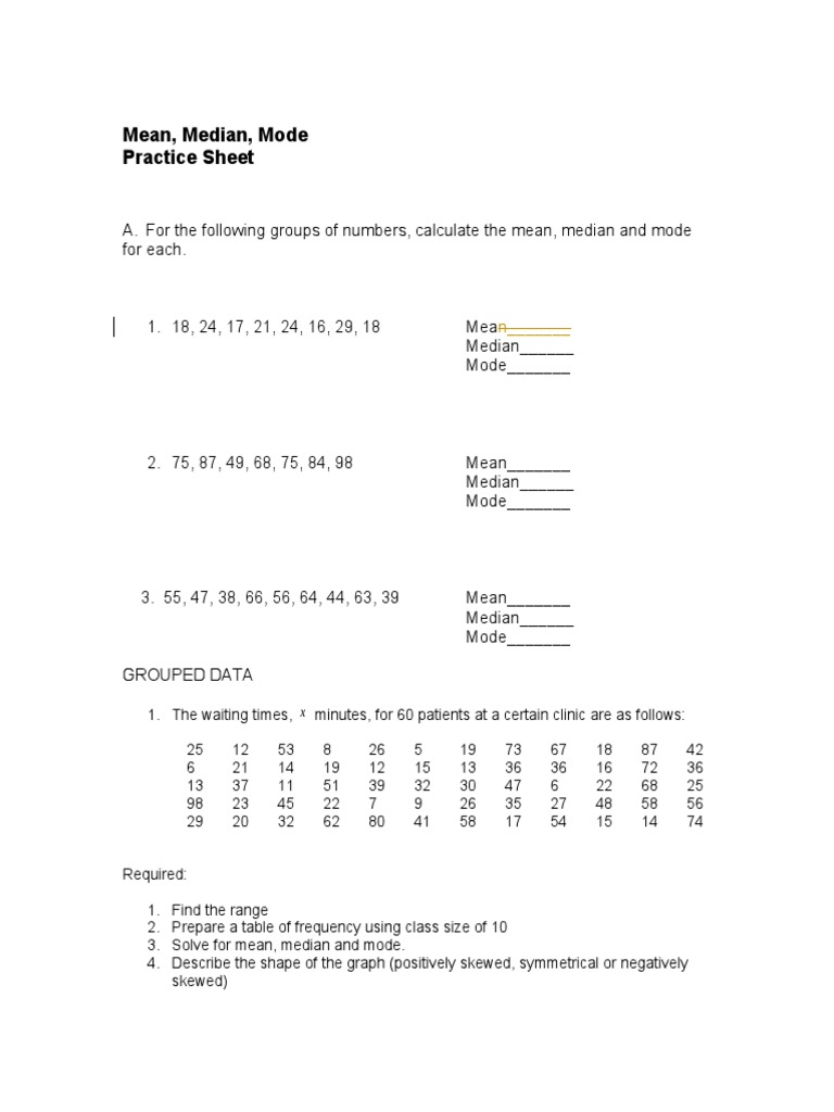 Mean Median and Mode | PDF