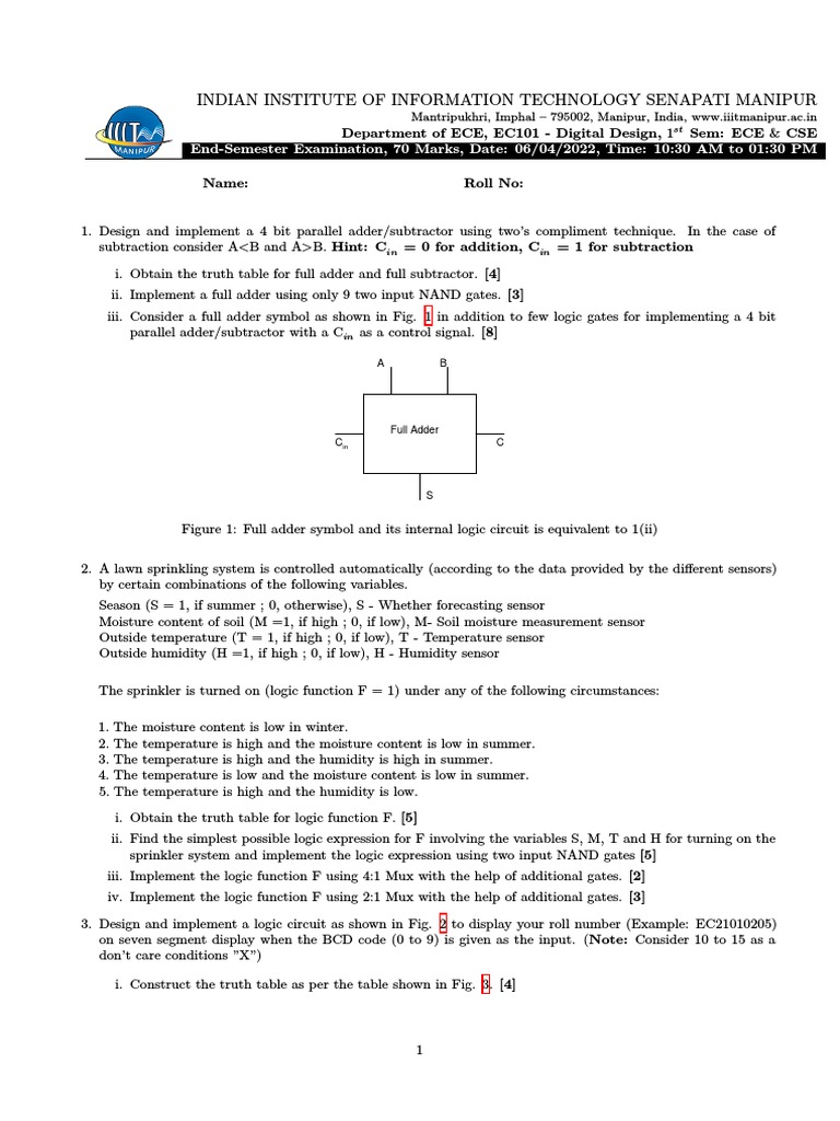 End-SemEC101 22 | PDF | Logic Gate | Information And Communications Technology