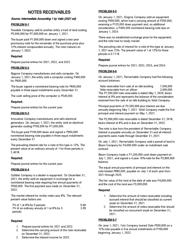 Notes Receivables | PDF | Interest | Present Value