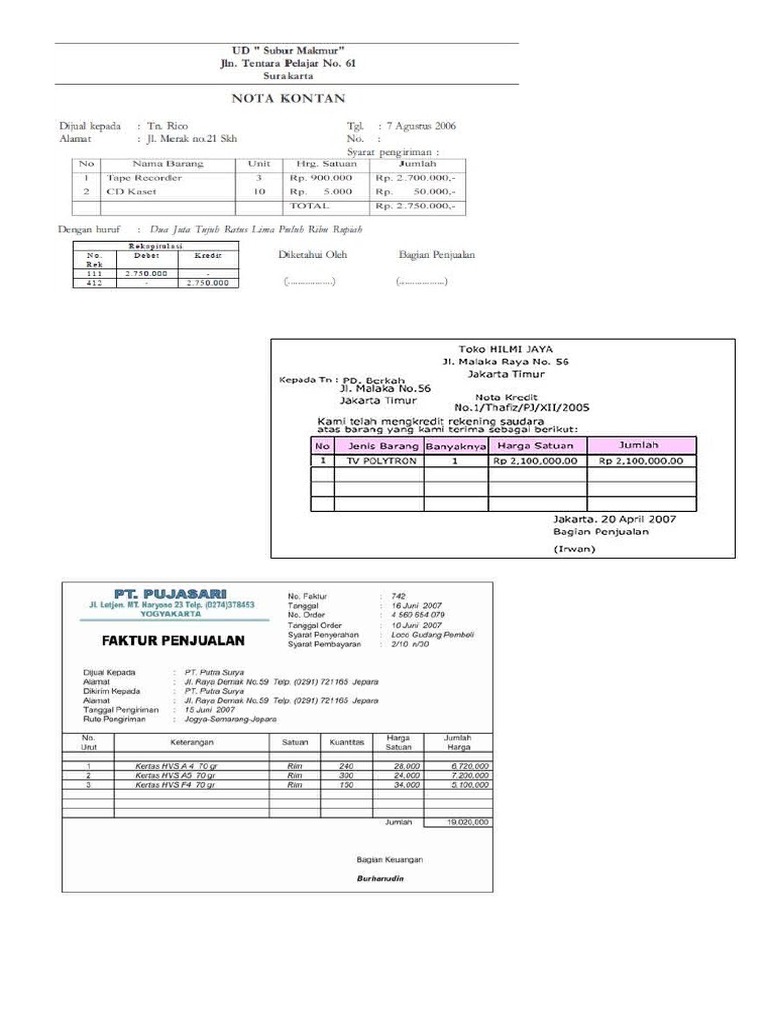 Contoh Dokumen Transaksi | PDF