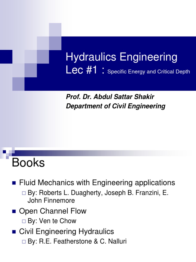 1 Specific Energy and Critical Depth | Download Free PDF | Applied And Interdisciplinary Physics ...