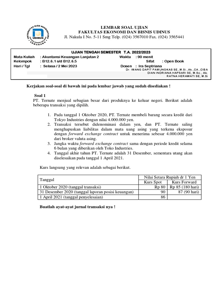 Soal Uts Akt Lanjutan 2 | PDF