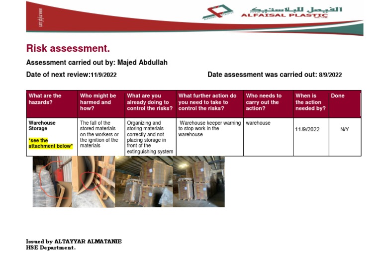Warehouse Risk Assessment Report | PDF