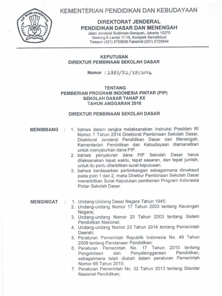 SK PIP 2016 Tahap 20 Prov. NTB | PDF