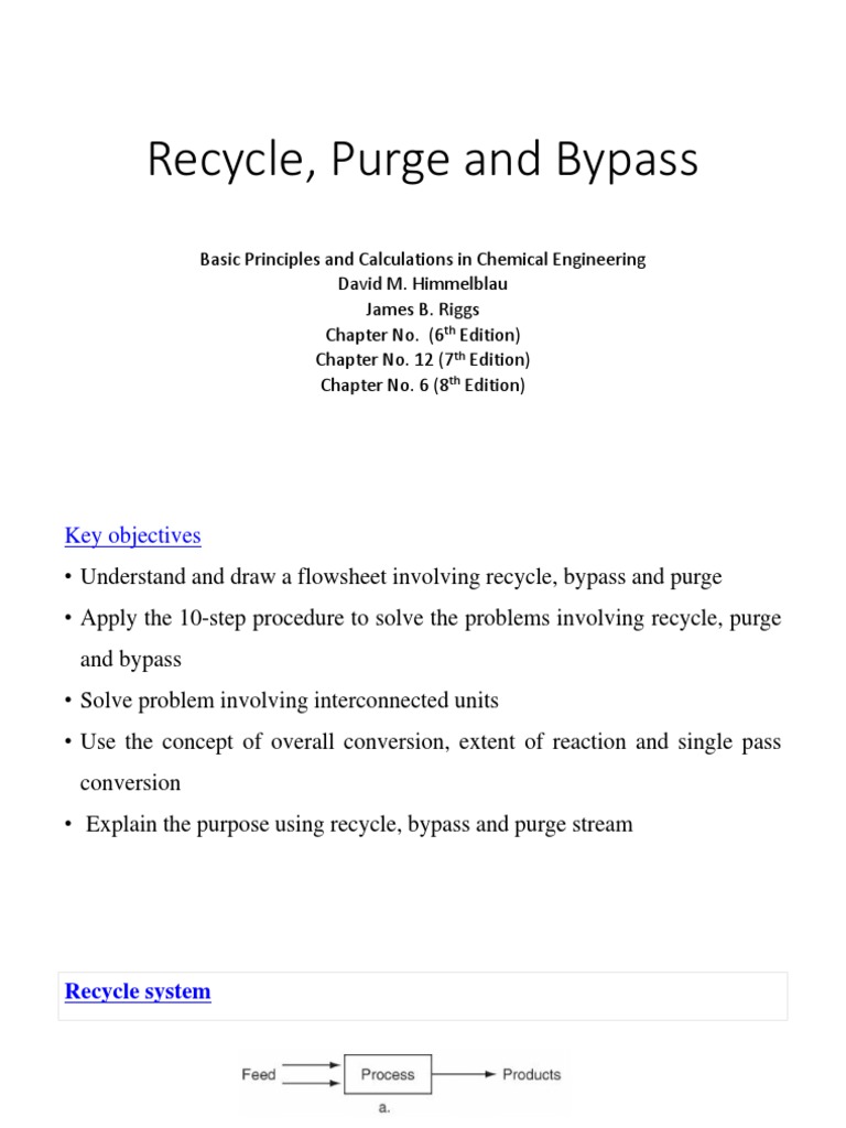 Recycle, Purge and Bypass | PDF | Stoichiometry | Chemical Reactor