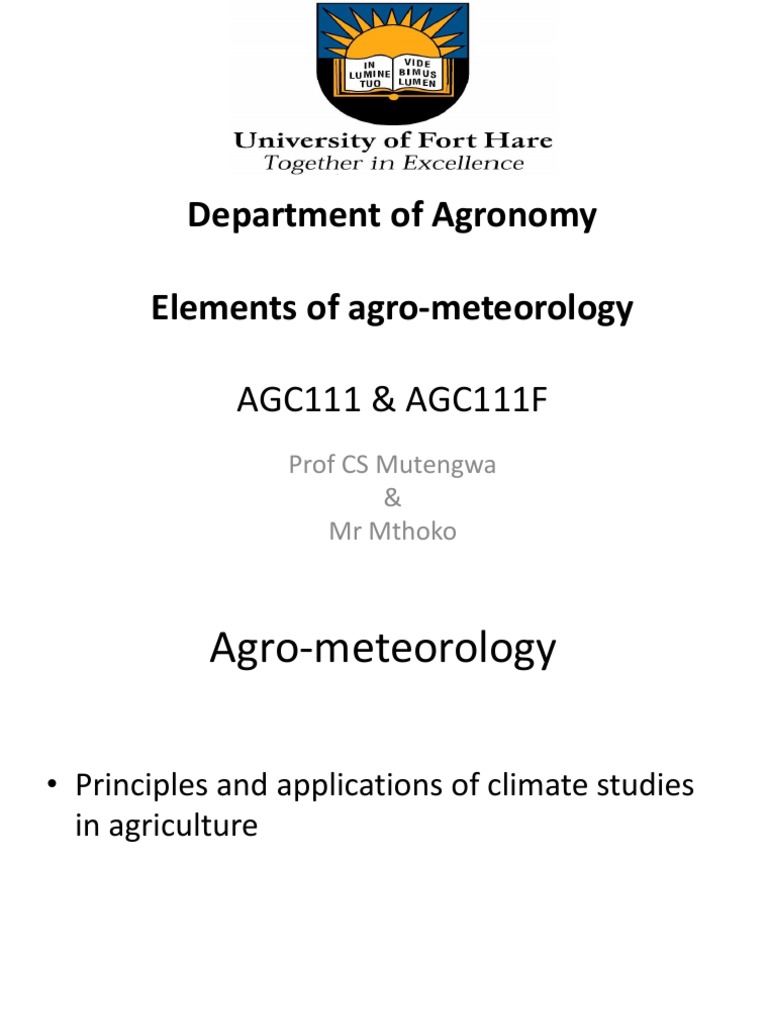 Elements of Agro-Meteorology March 2020 | PDF | Humidity | Rain