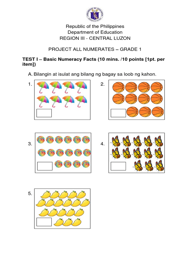 Grade 1 Post Test Tagalog Pan | PDF