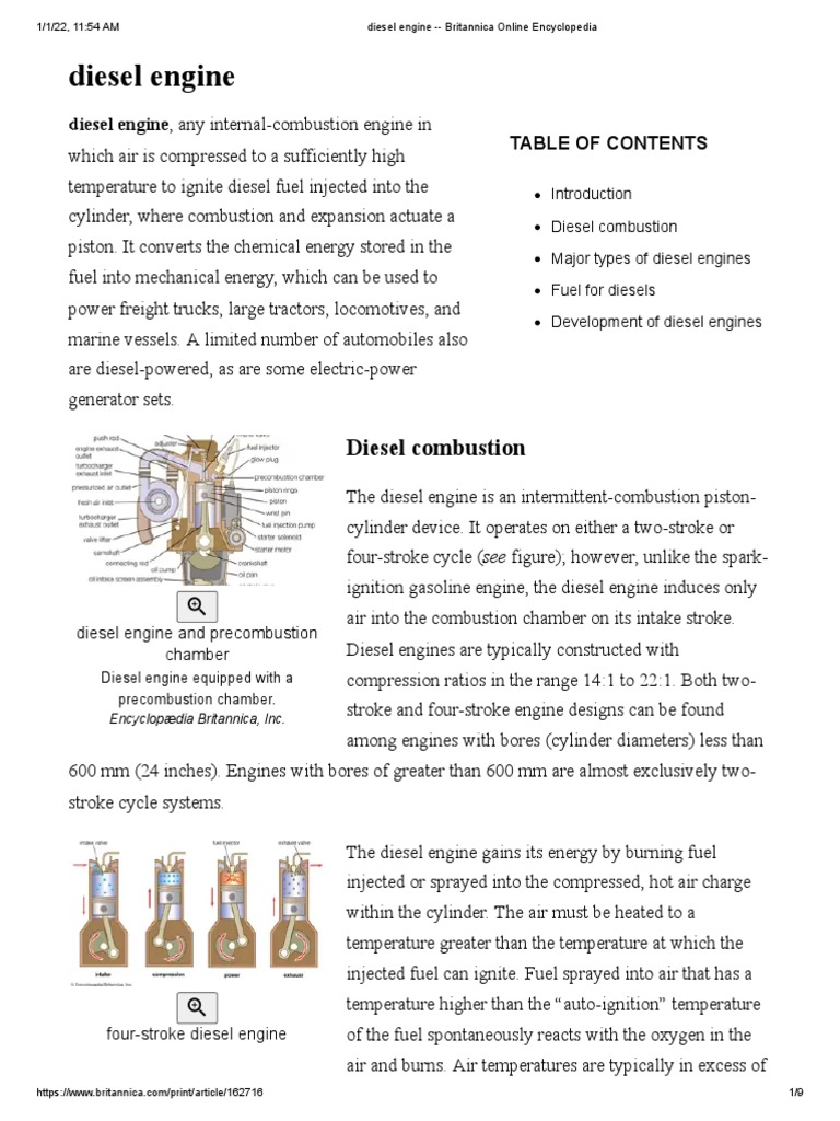 Diesel Engine -- Britannica Online Encyclopedia | PDF | Diesel Engine ...