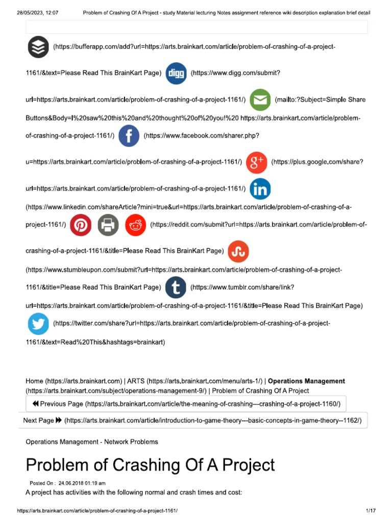 Project Crashing | PDF