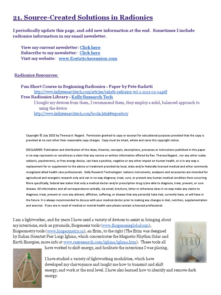 Peter Rattadati Source Created Solutions in Radionics | PDF | Quartz | Glasses