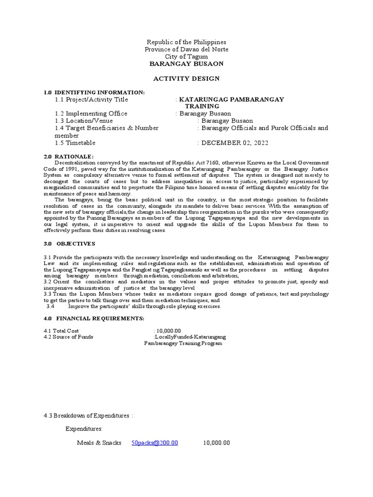 KP Training Design | PDF | Child Care