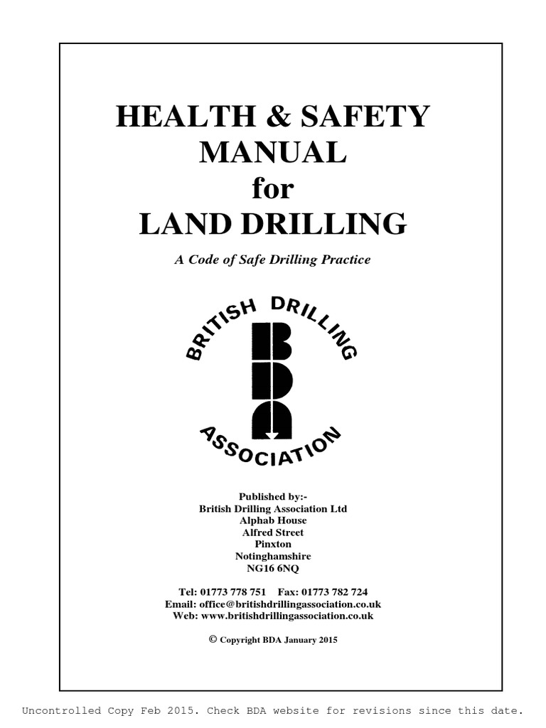 BDA Heath and Safety Manual For Land Drilling | PDF | Occupational Safety And Health | Safety