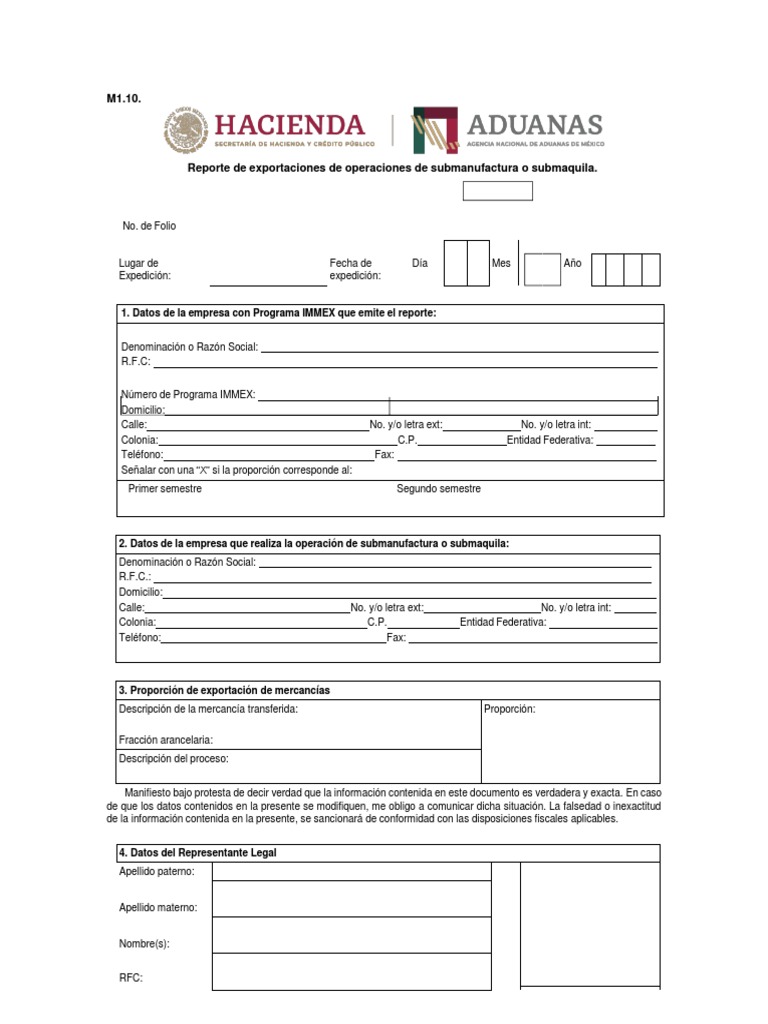 Datos de La Empresa Con Programa IMMEX Que Emite El Reporte | PDF