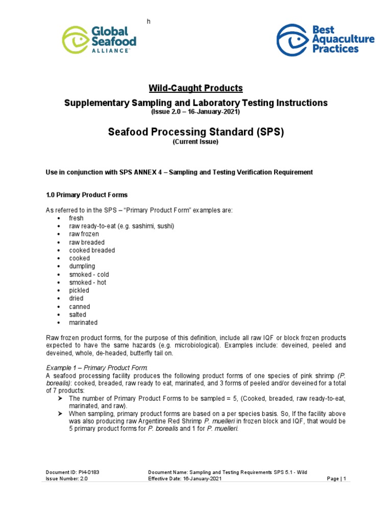 BSP - Sampling & Testing Requirements - SPS 5.1 Wild - Issue 2.0 - 16 ...