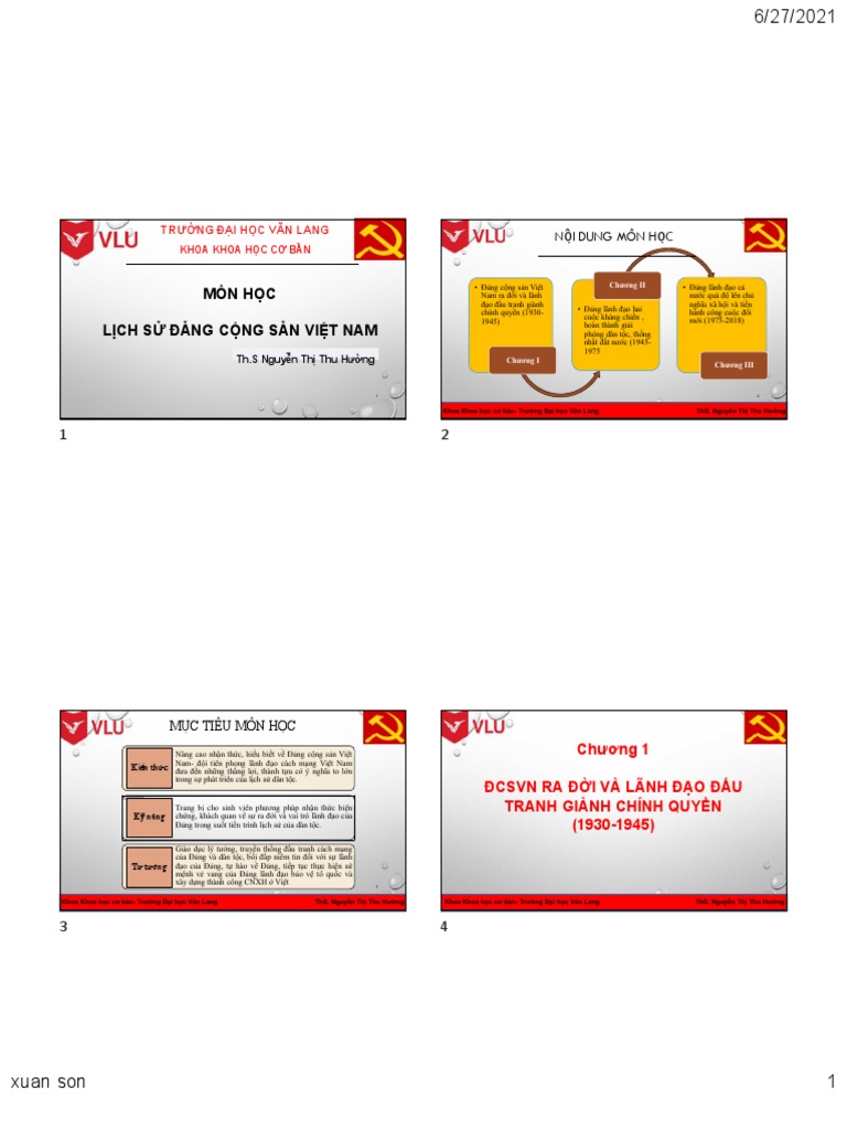 Bu I 2 - LSD - Chuong 1. Phan I (Tuan 2) - Nguyen Thi Thu Huong (4 Mat) | PDF