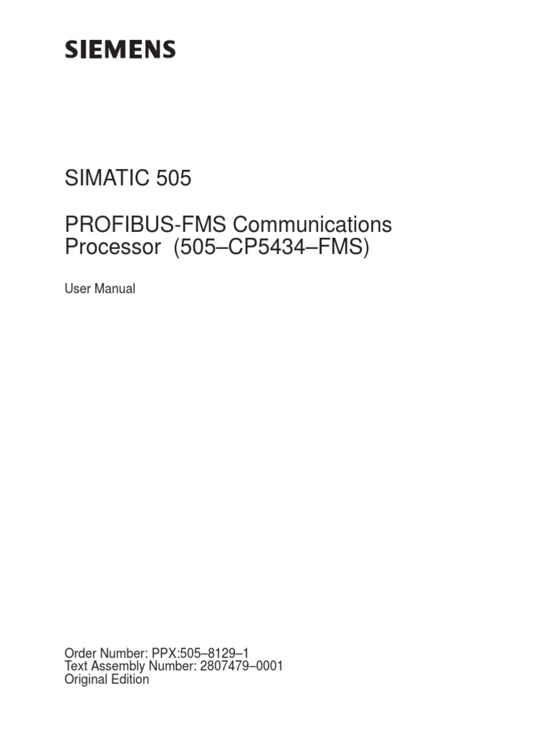 Profibus Fms Communications Processor 505 Cp5434 Fms Manual Pdf Trademark Computer Network