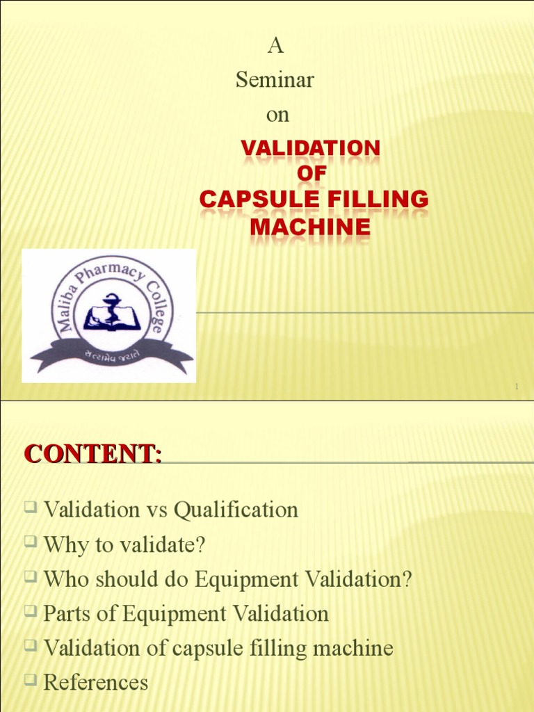 Capsule Filling Machine Validation | PDF | Verification And Validation ...