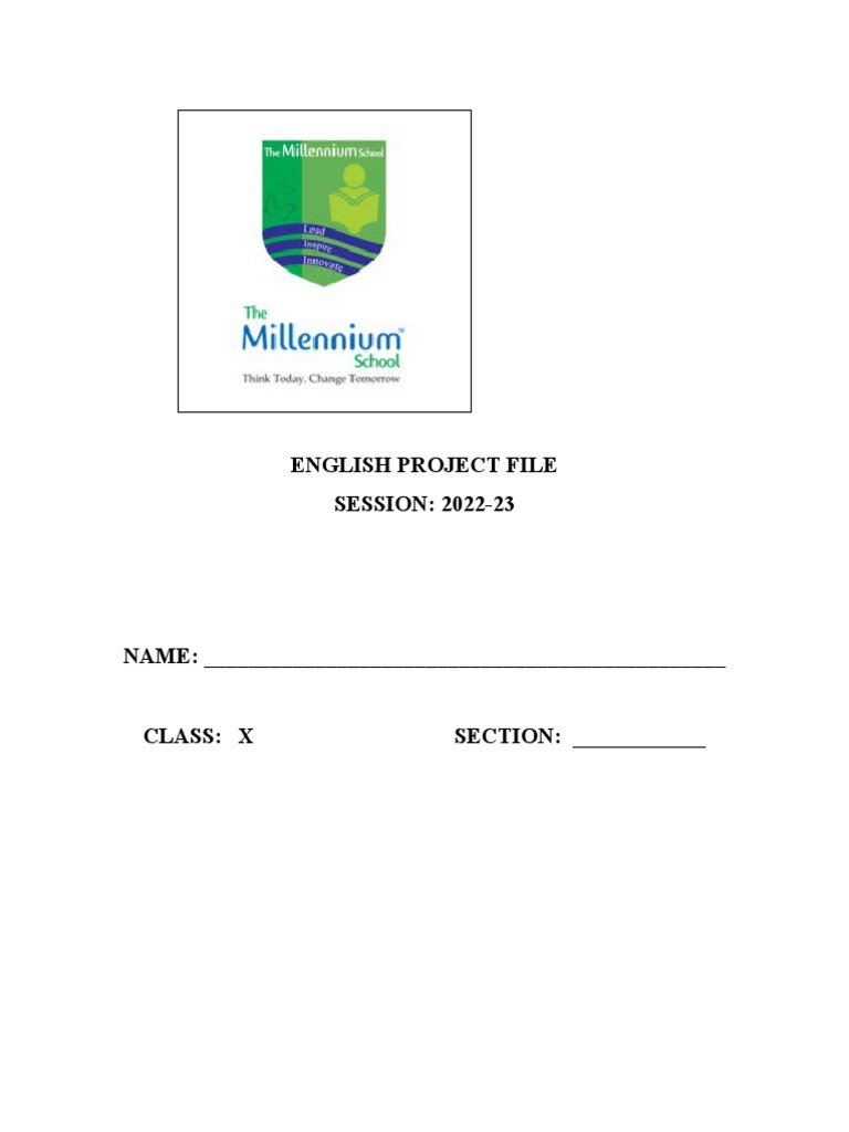 Cl. X ENGLISH PROJECT FILE (2022-23) - 1 | PDF | Cognition