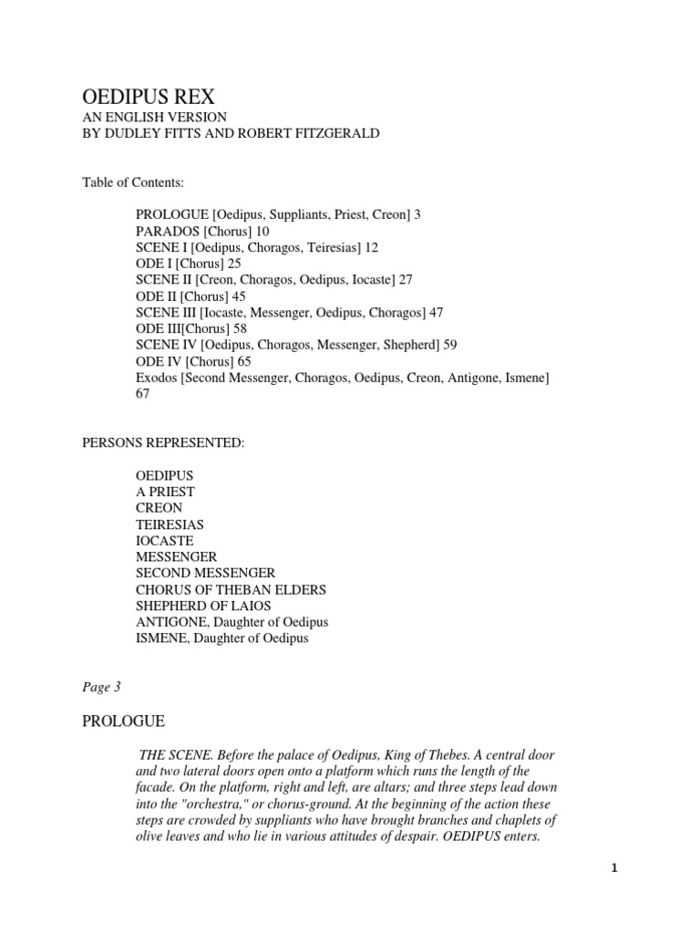 OEDIPUS REX Translated by Dudley Fitts | PDF