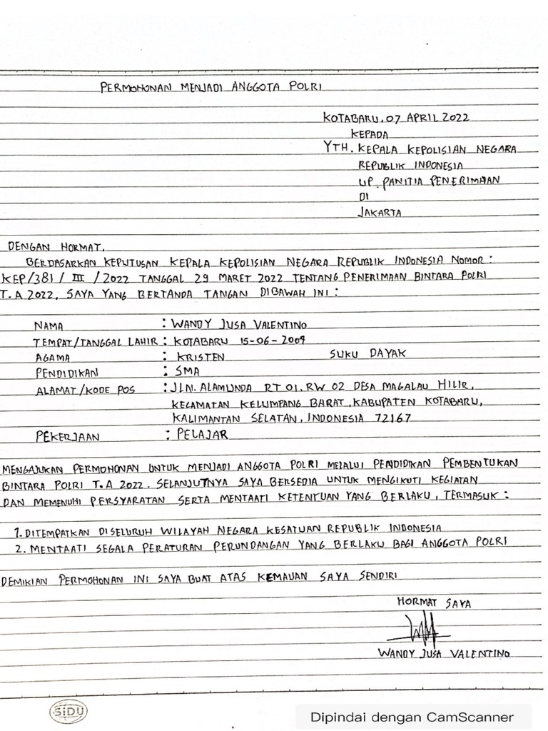 Contoh Surat Permohonan Menjadi Anggota | PDF