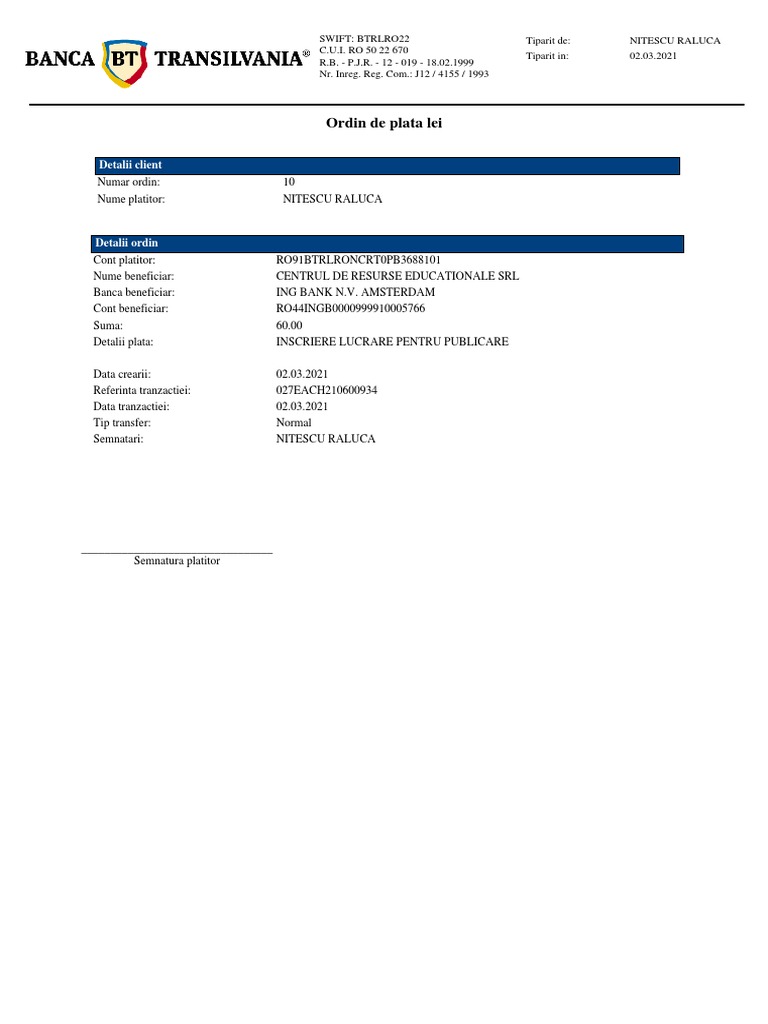 Ordin de Plata Lei | PDF