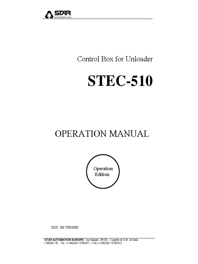 Star Stec-510 Control Box Operation | PDF | Power Supply | Switch