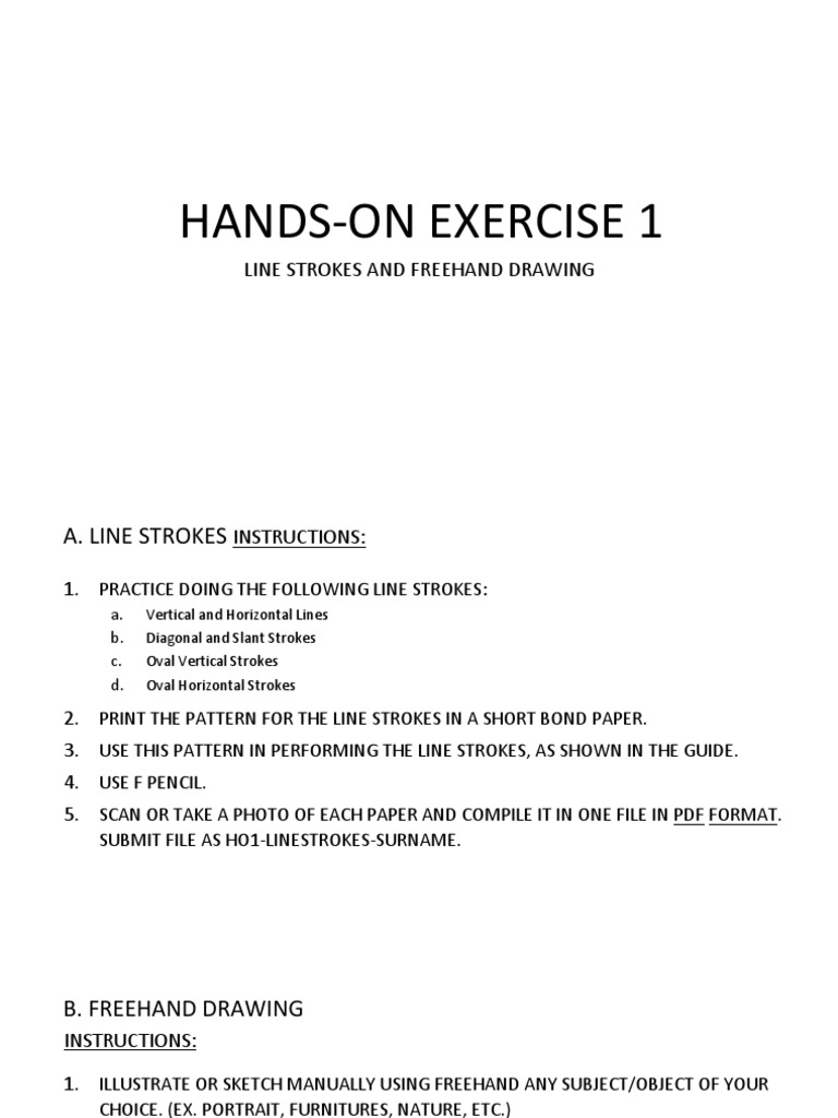 Line Strokes & Freehand Drawing Exercise | PDF | Language Arts ...