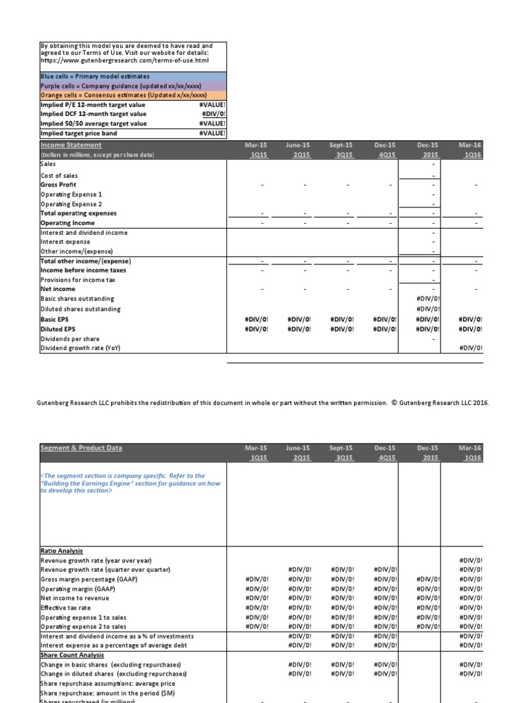 1 Blank Model Template | PDF | Discounted Cash Flow | Valuation (Finance)