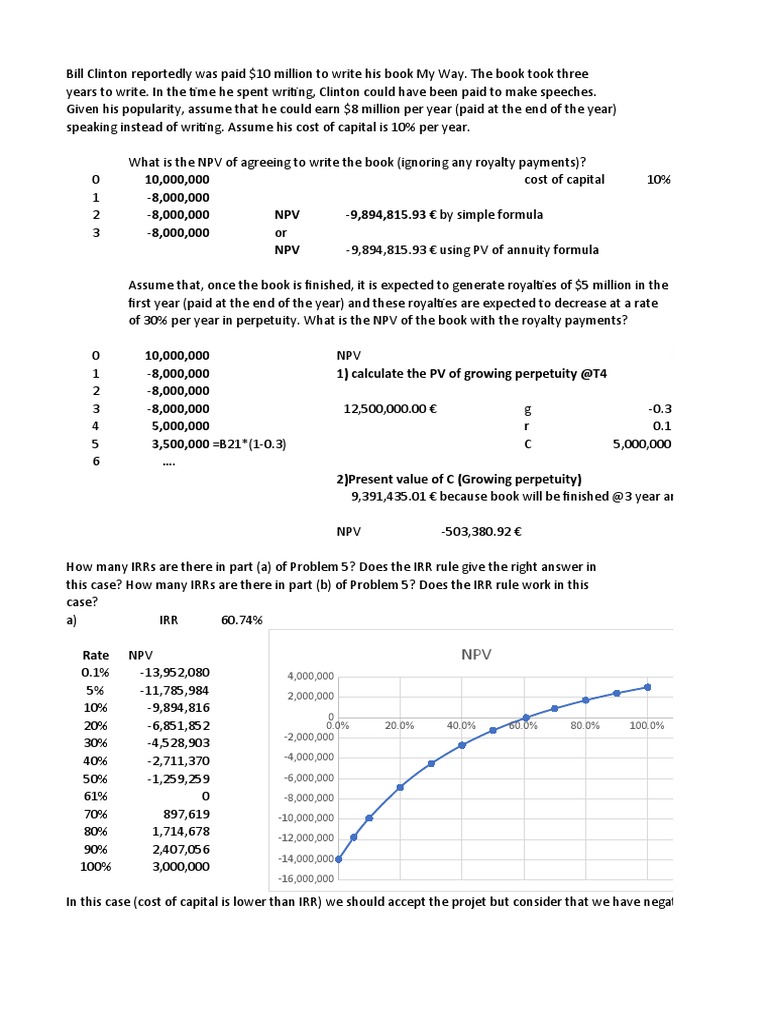 Chapter 6 Invetsment Exercises | PDF | Net Present Value | Internal Rate Of Return