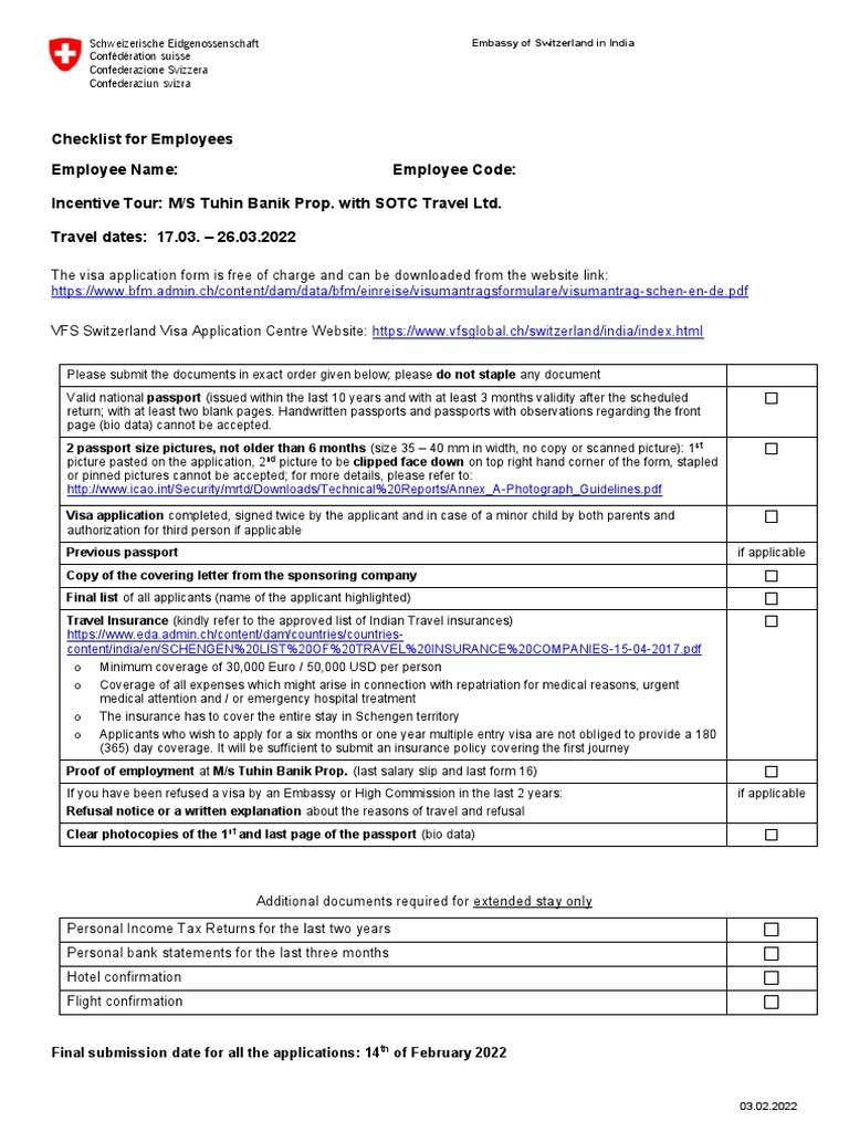 Checklist Employee | PDF