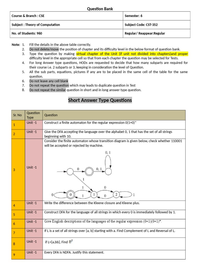 Short Answer Type Questions: Question Bank | PDF