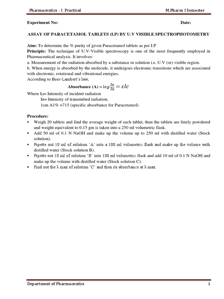Pharmaceutics-I - Practical Record - 1st Sem-M.pharm | Download Free ...