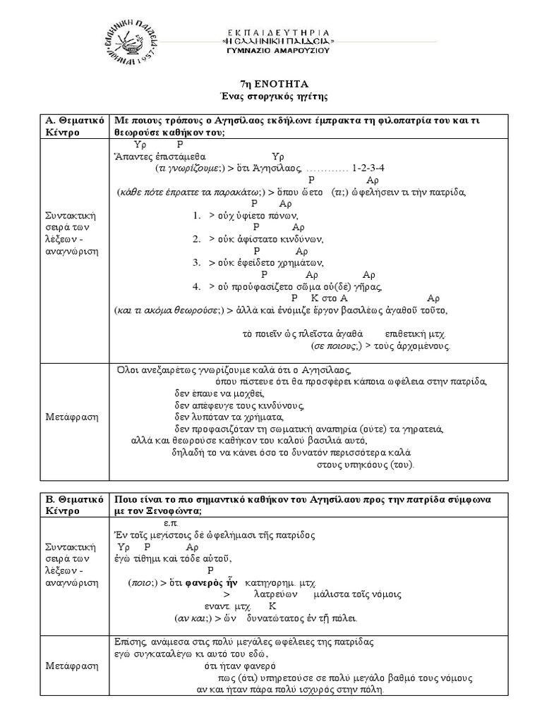 ΣΥΝΤΑΞΗ 7ης ενότητας για ΔΙΑΓΩΝΙΣΜΑ | PDF
